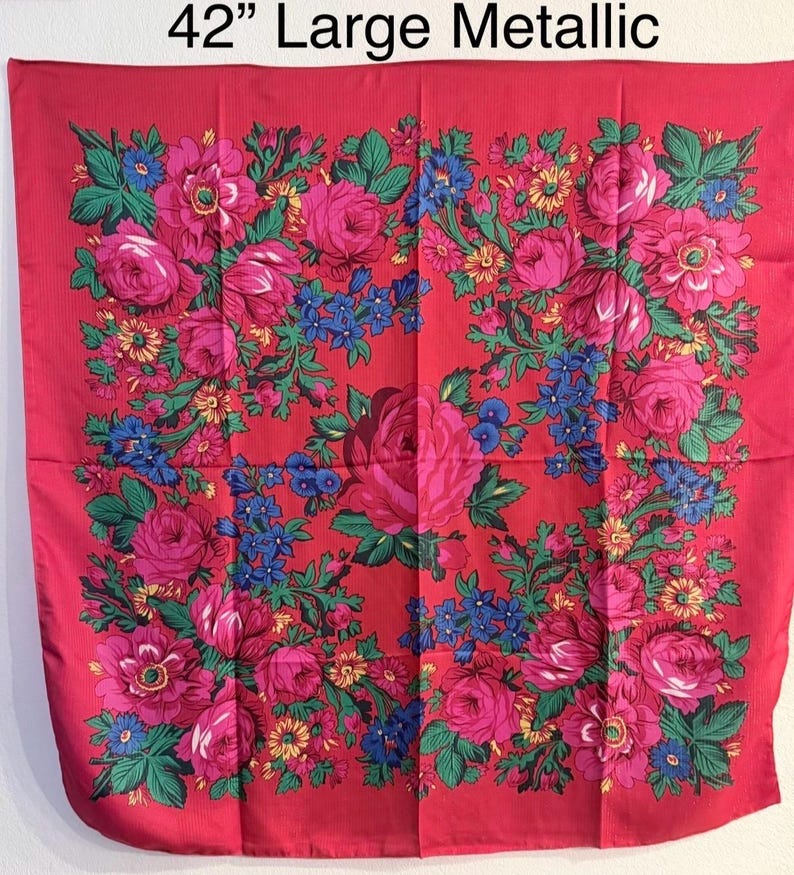 42” Non-metallic Floral Shawl | Indigenous Native American Scarf ...