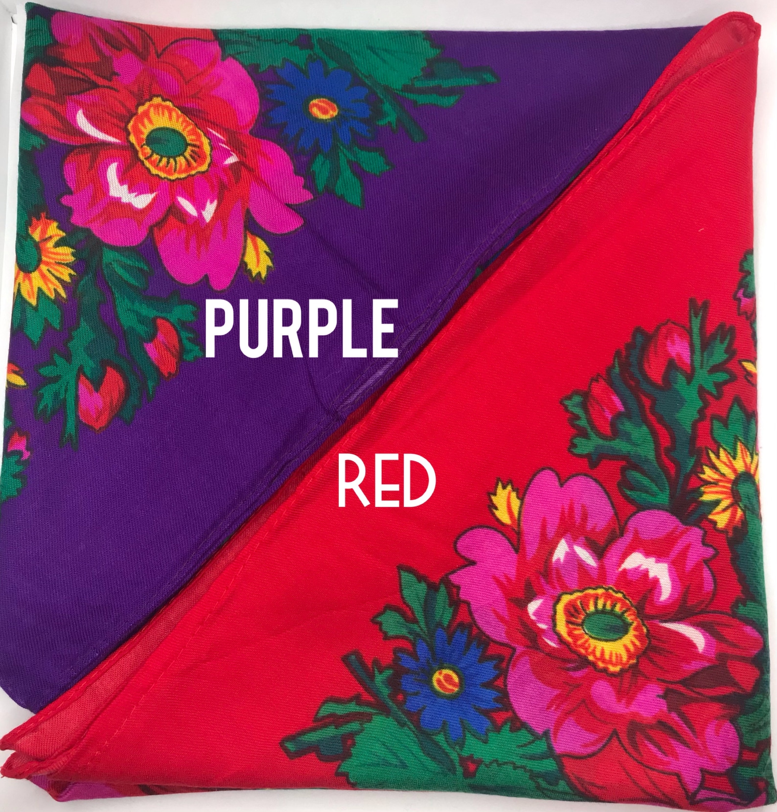 29” Non Metallic Floral Scarf Navajo Flower Scarf Grandma Scarf