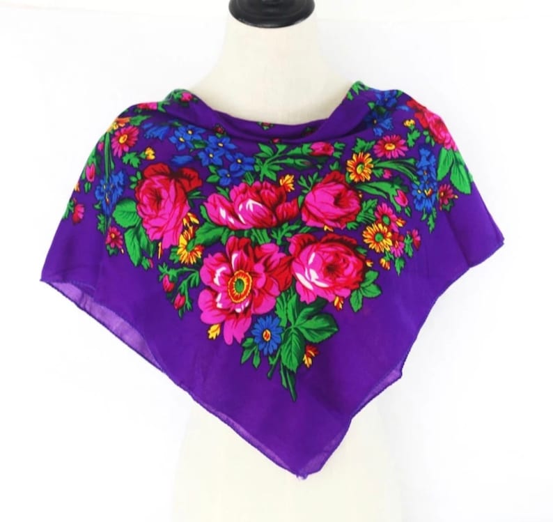 Non-Metallic Floral Scarf Navajo Flower Scarf Grandma | Etsy