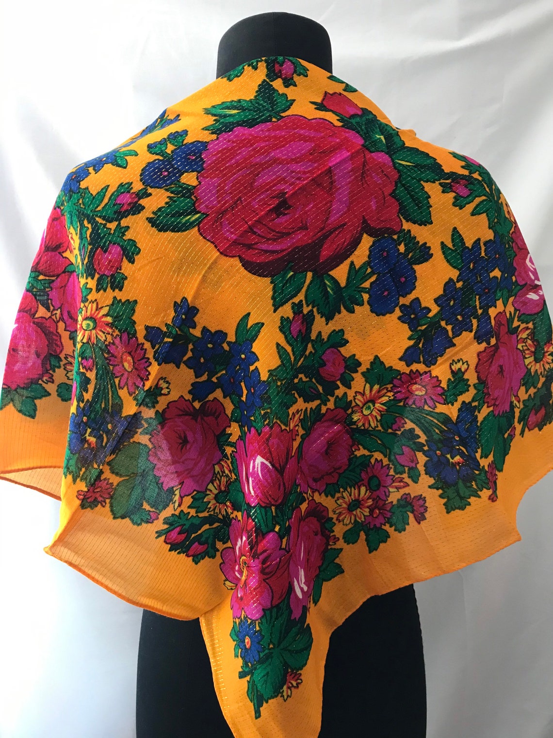 Metallic Floral Scarf Navajo Flower Scarf Grandma Scarf | Etsy