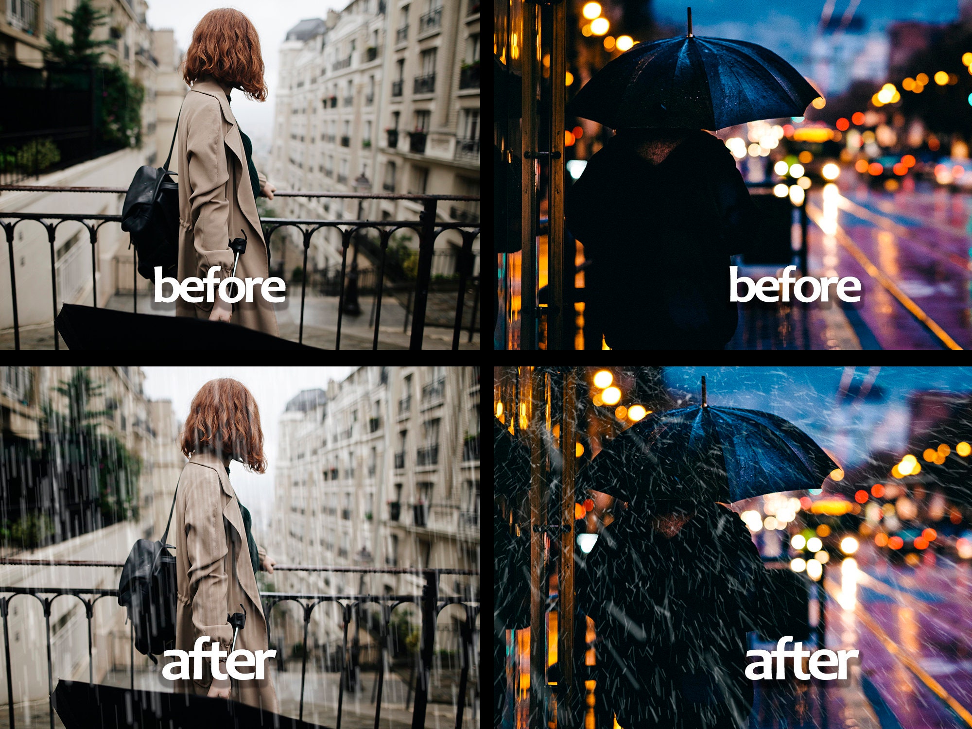 Rain PNG Photo Overlays – Realistic Rainfall Effects for Photoshop ...