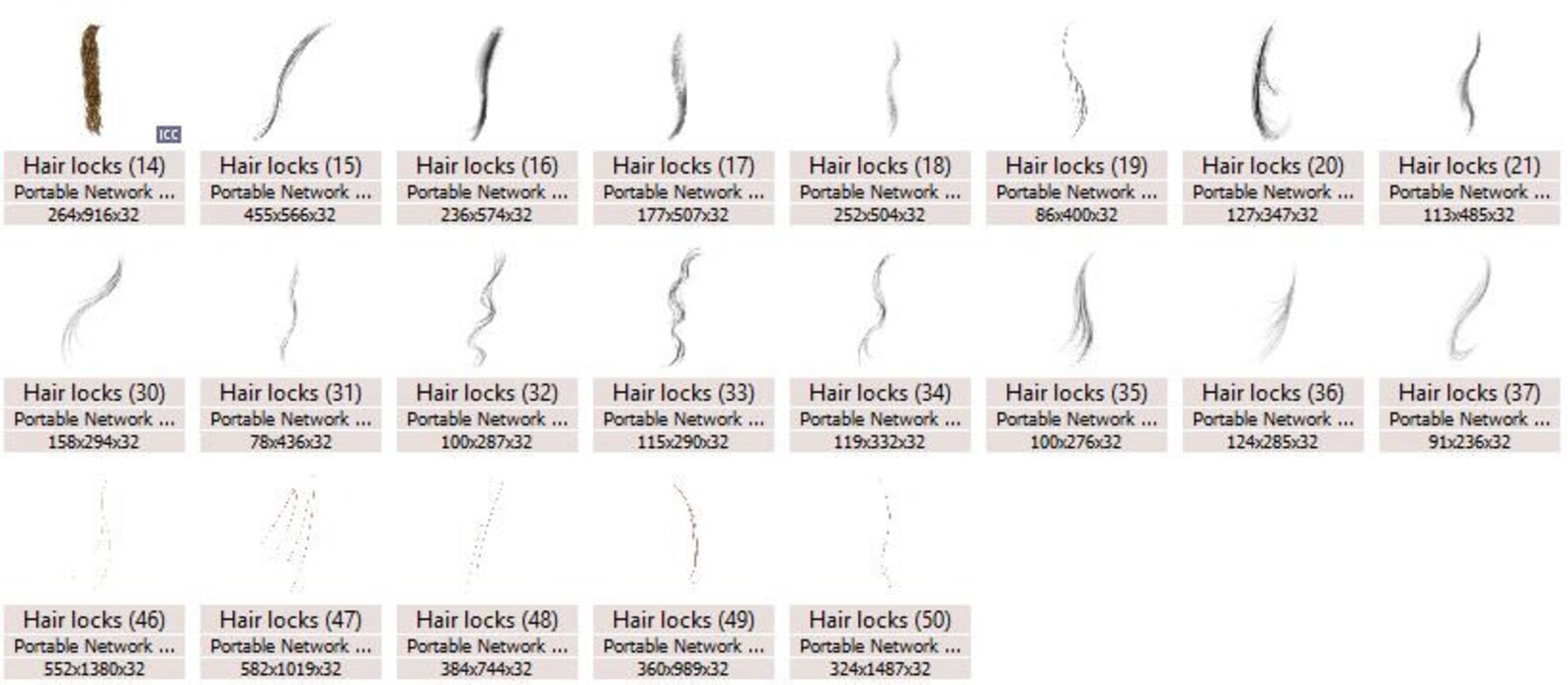 Hair & Wig PNG Overlays – Realistic Curls, Painted Hair and Digital ...