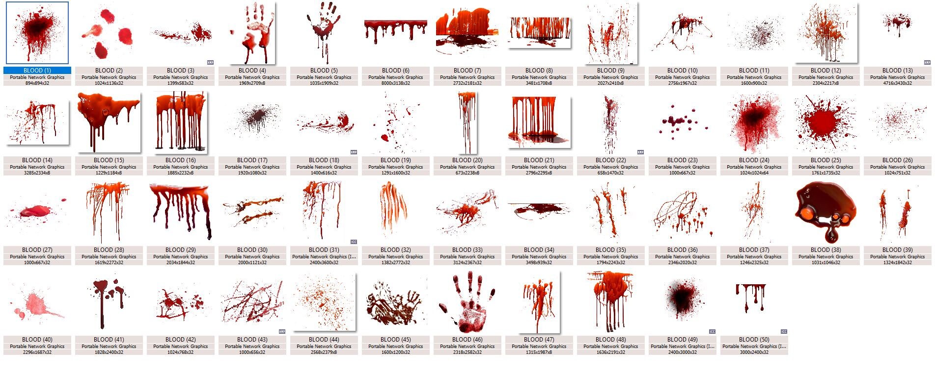 Blood Stain & Drip PNG Overlays – Horror Splatter, Blood Drops and ...