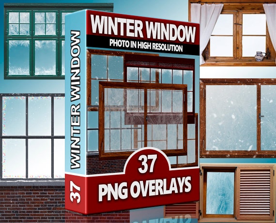 Winter Window Frames Overlays for Photoshop Window PNG | Etsy Canada