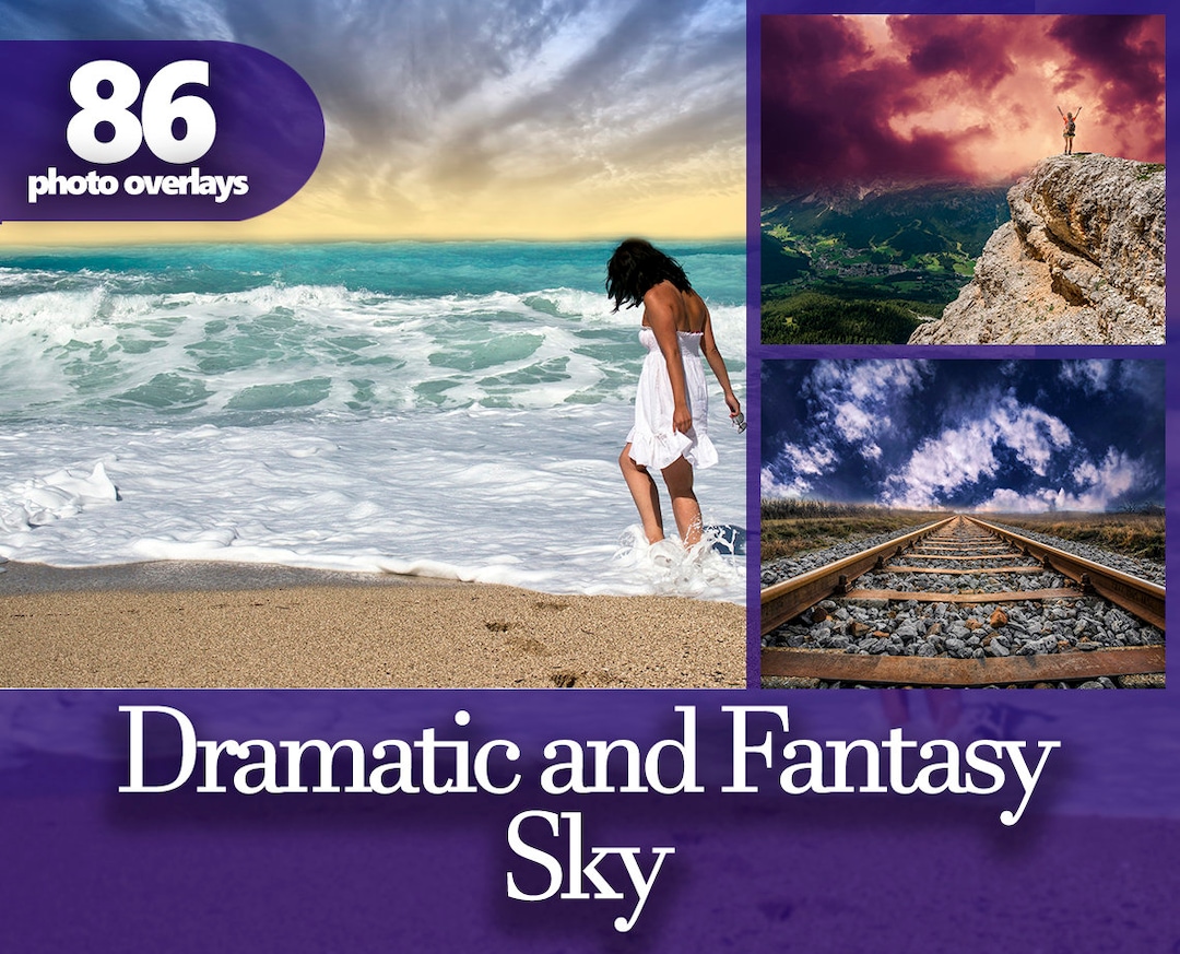 Dramatic and Fantasy Sky Overlays, Cloudy Sky, Romantic Sky Clipart ...