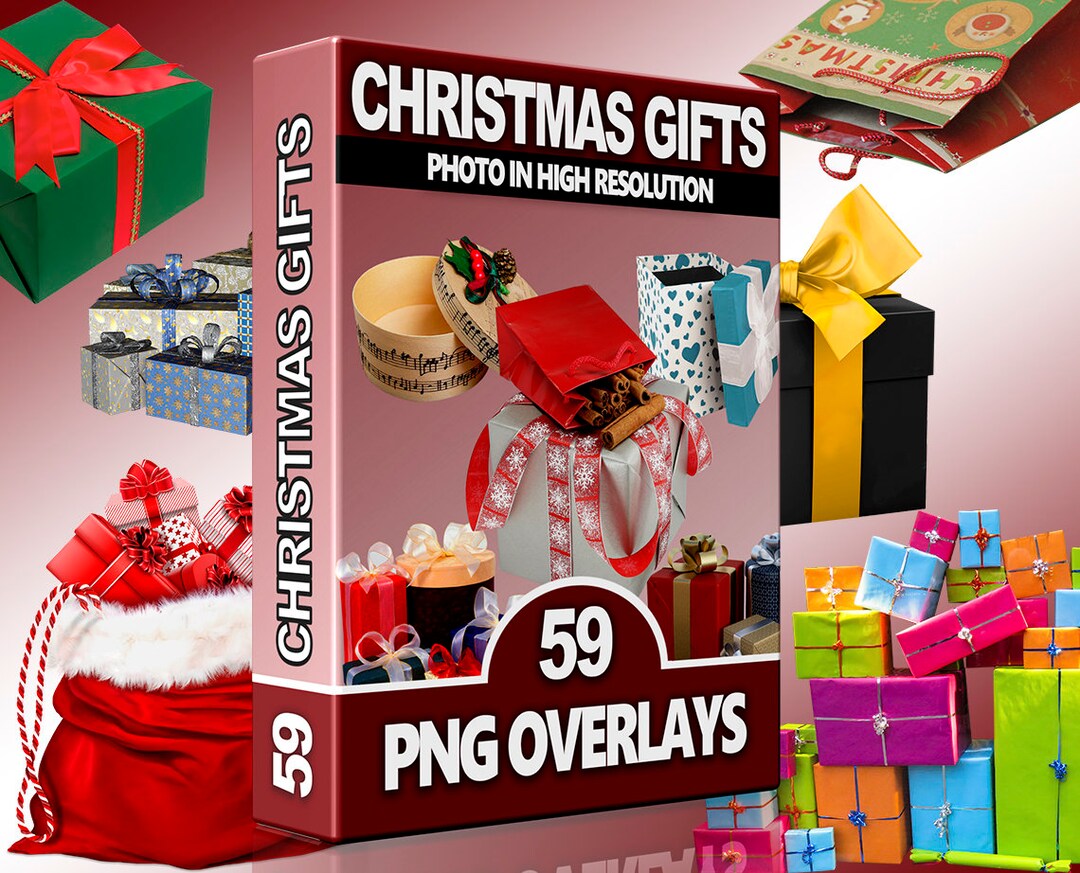 Christmas Gifts Overlays, Presents PNG, Winter Holidays, New Year ...