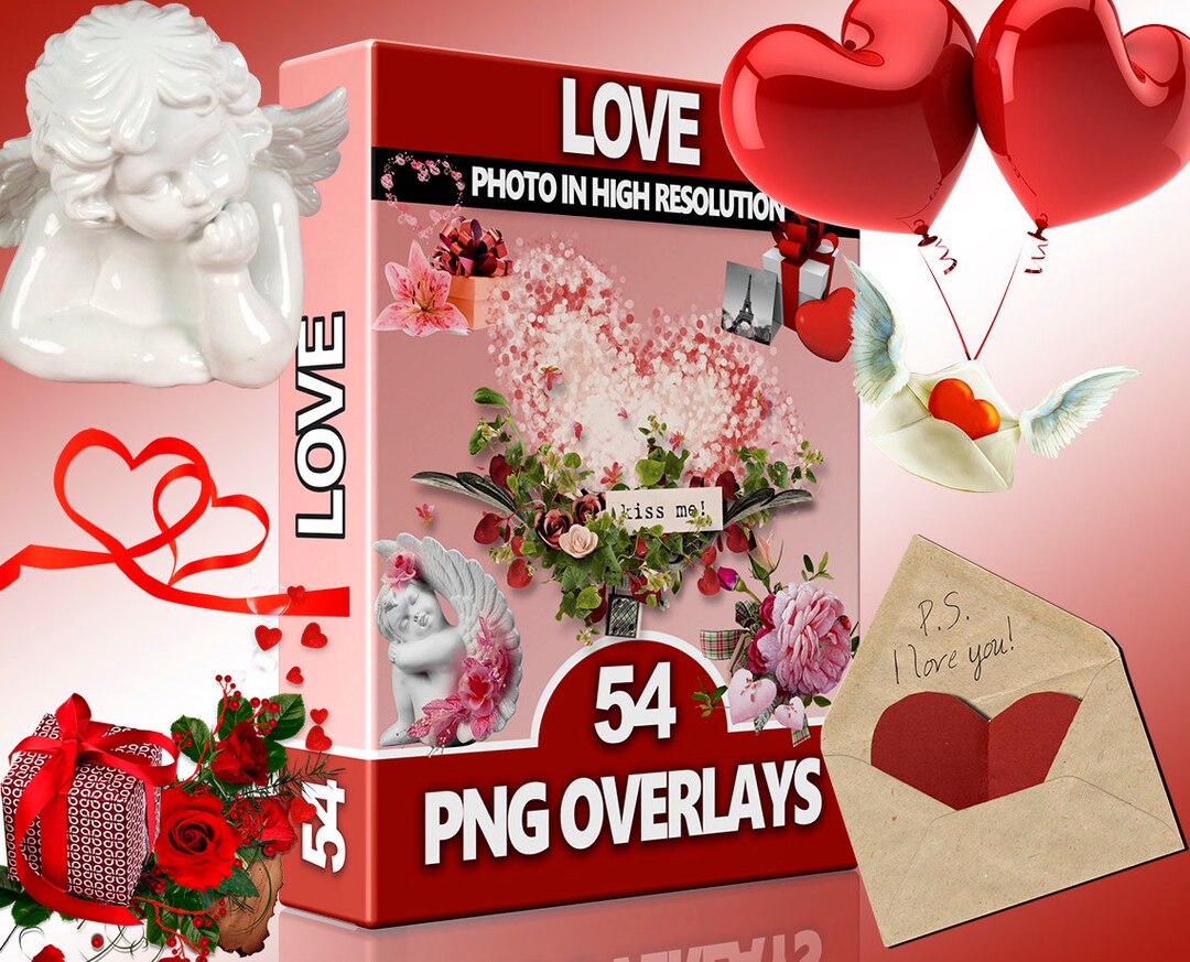 Love & Heart PNG Overlays – Valentine’s Day, Wedding and Romantic ...