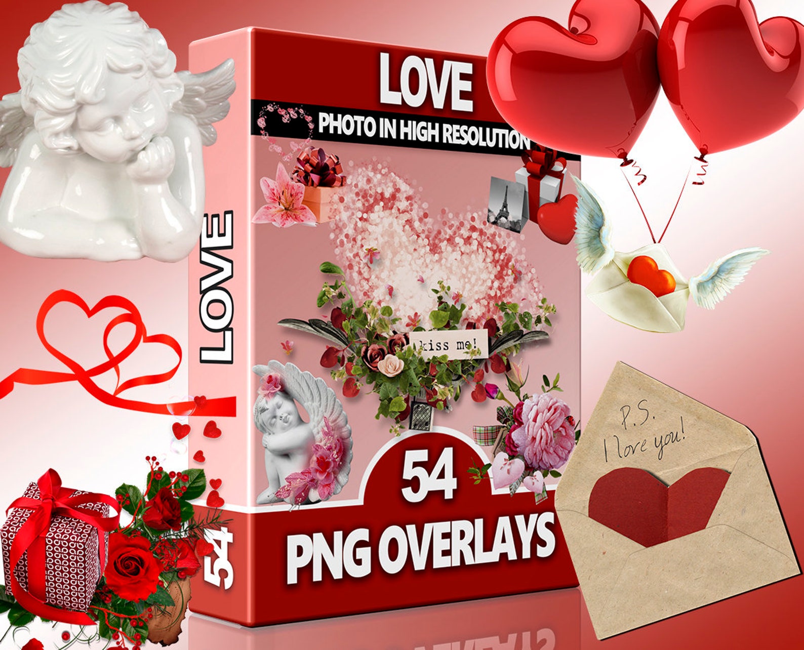 Love Overlays Valentine's Day Overlays Love Hearts PNG - Etsy