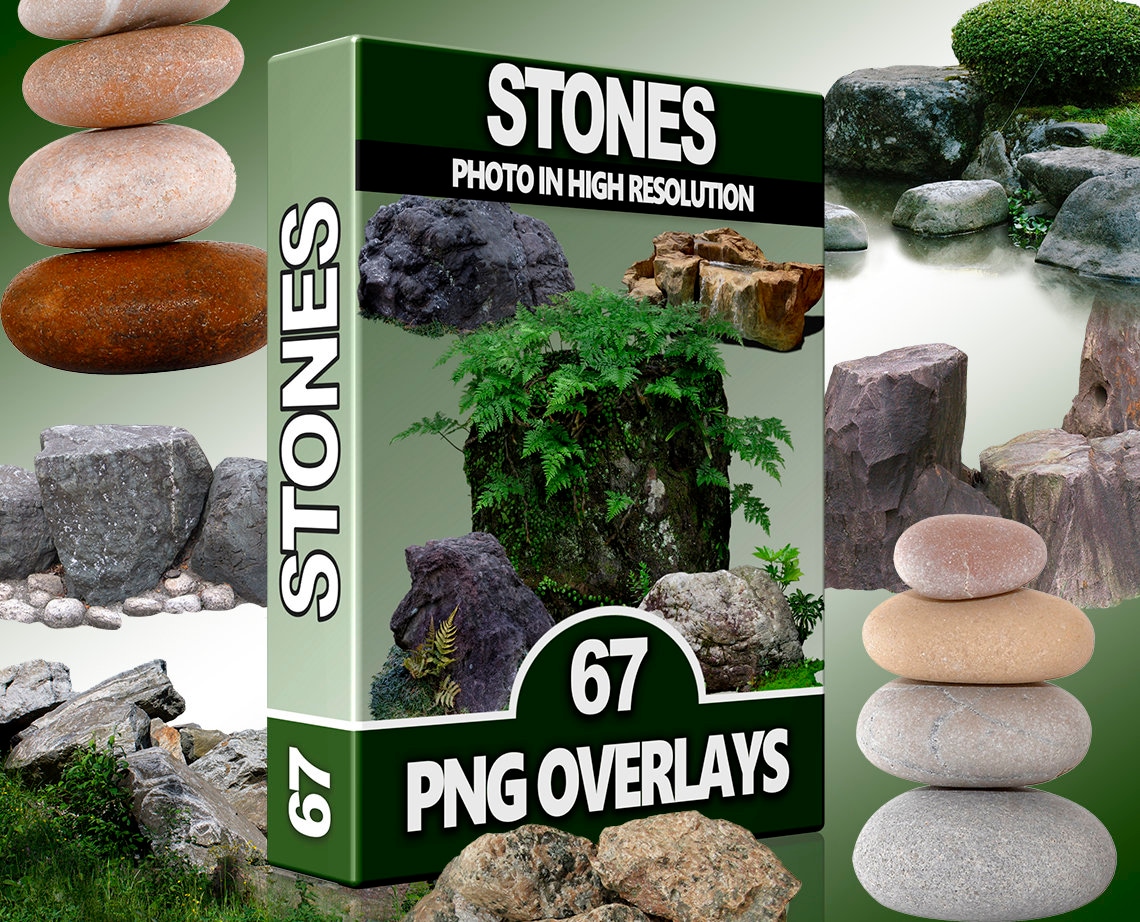 Stones PNG Overlays Rocks Cliparts Landscape Digital | Etsy