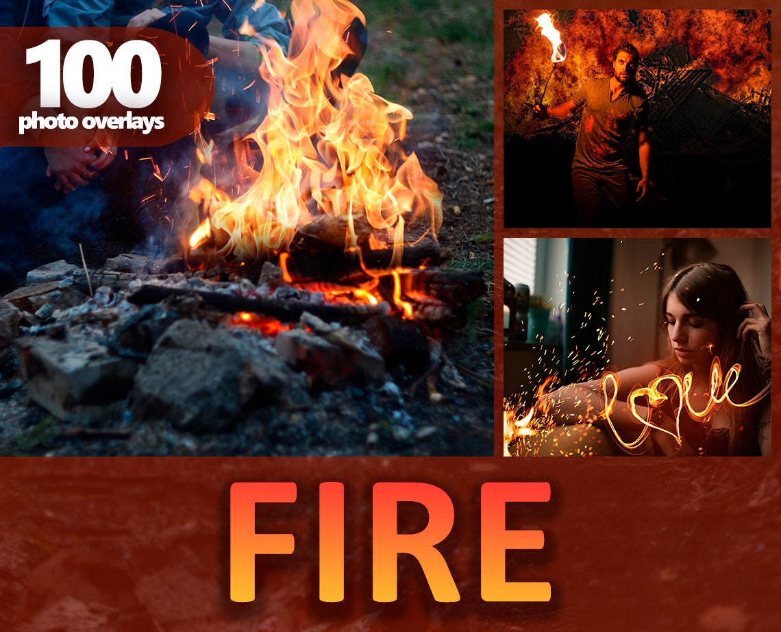 Fire Photo Overlays Flame Night Overlays PNG Photoshop - Etsy