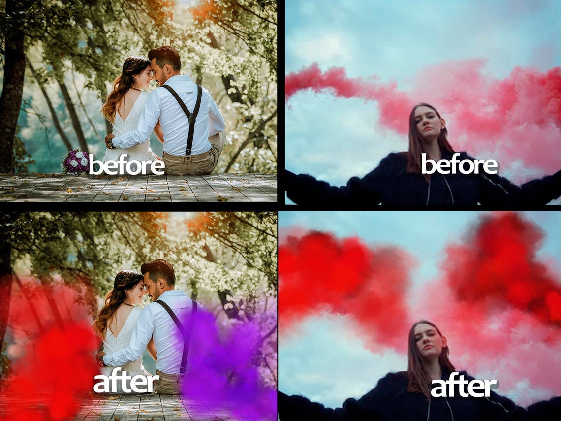 Smoke bomb overlays Smoke PNG Colorful fog overlay | Etsy