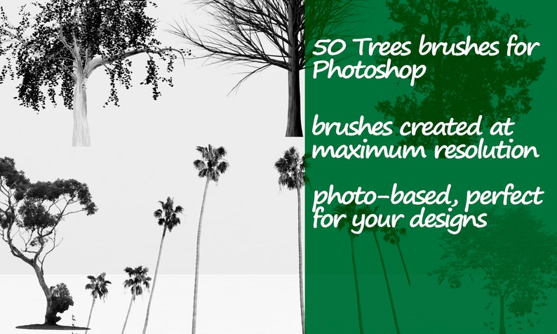 Tree & Bush Photoshop Brushes – Realistic High-res ABR Set for Nature ...