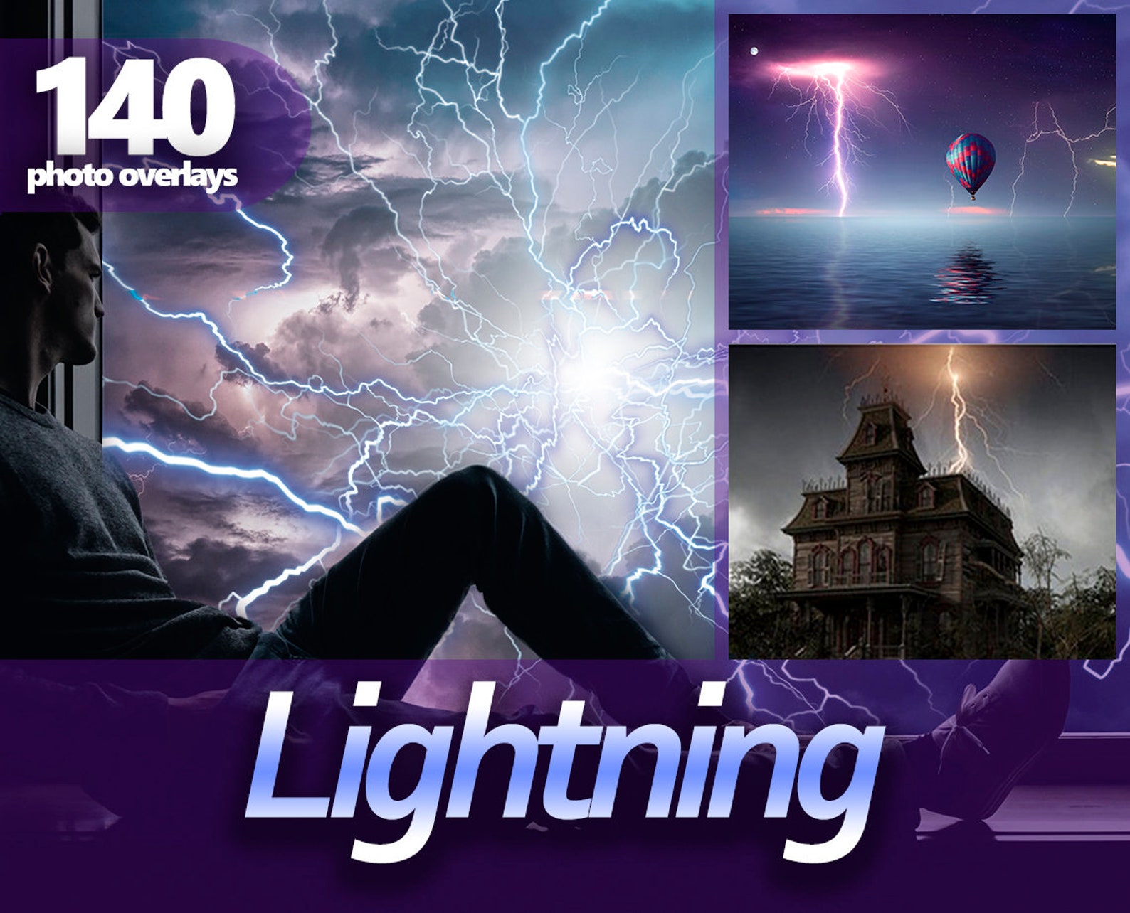 Lightning Bolt Overlays – Real Thunderstorm & Strike Effects in PNG and ...