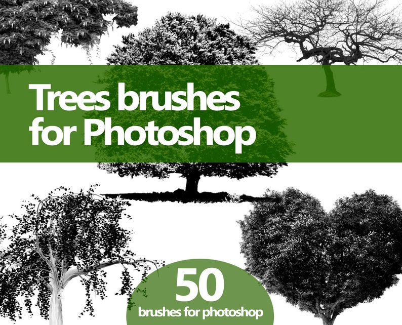 Tree & Bush Photoshop Brushes – Realistic High-res ABR Set for Nature ...