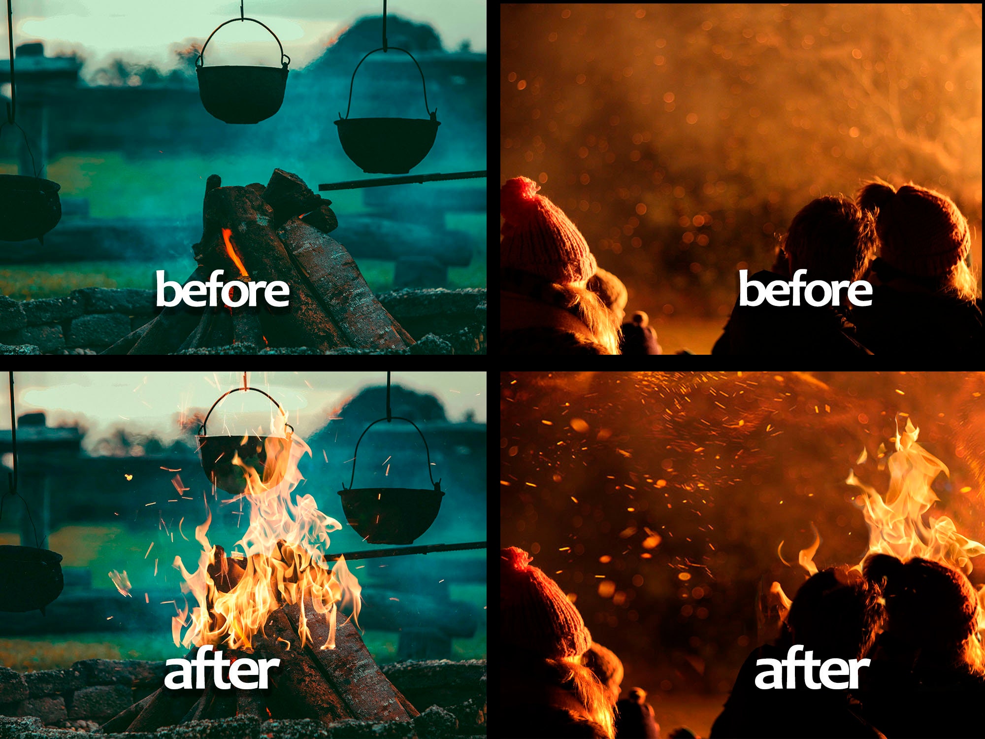 Fire Photo Overlays Flame Night Overlays PNG Photoshop - Etsy