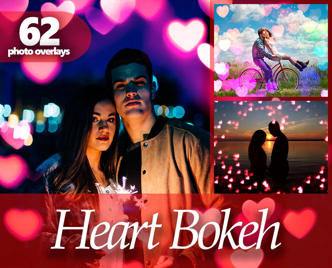 Heart Bokeh Overlays Romantic Overlays for Photoshop | Etsy