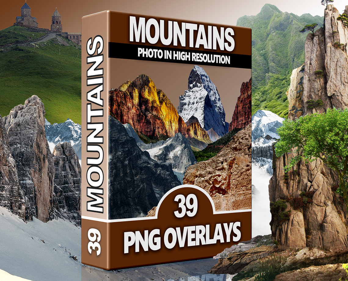 Mountains PNG Overlays Rocks Cliparts Landscape Digital - Etsy