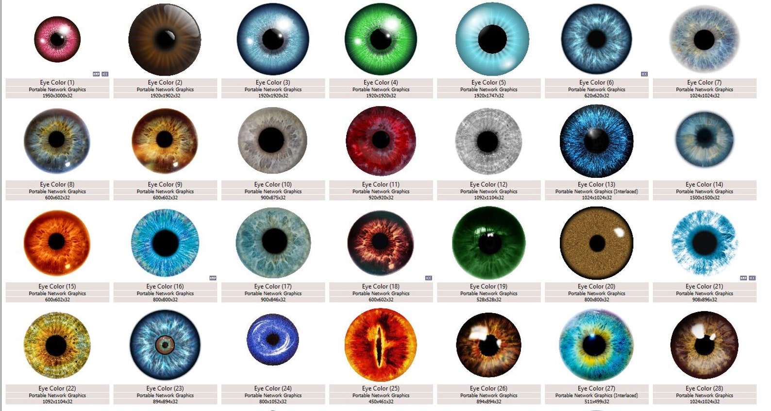 Eye Color PNG Overlays – Contact Lens Effects, Realistic Pupils ...
