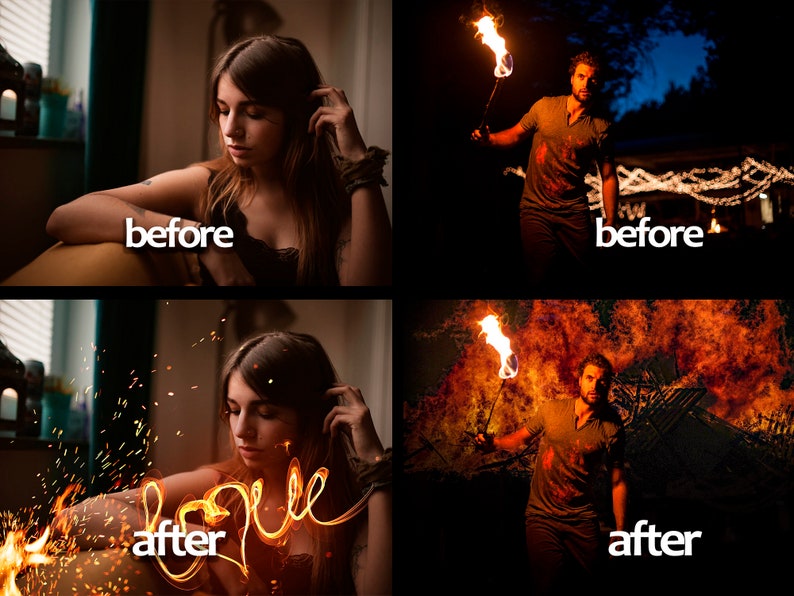 Fire Photo Overlays Flame Night Overlays PNG Photoshop - Etsy