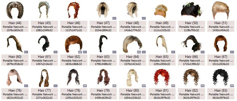 Hair PNG Overlays – Curly Hair, Wigs & Painted Hair Clipart for ...
