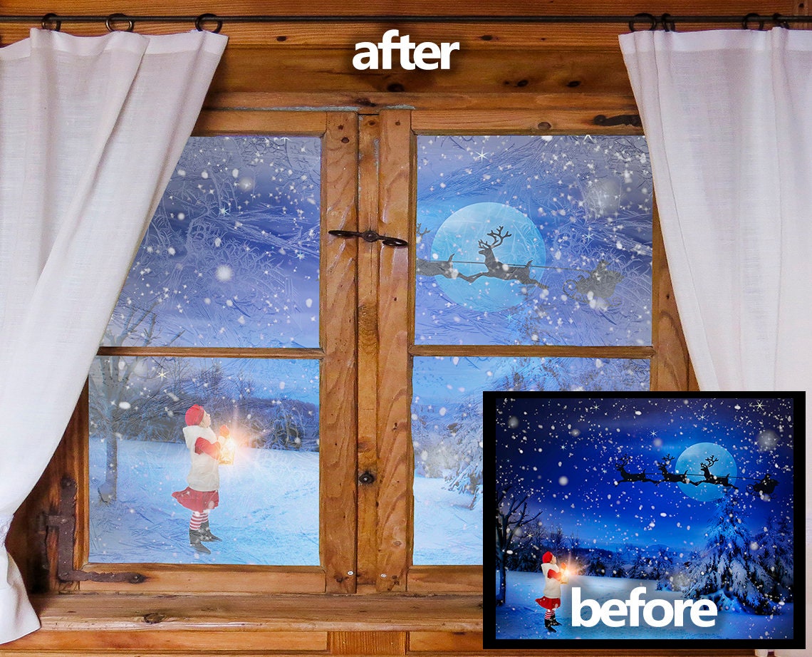 Winter Window Frames Overlays for Photoshop Window PNG | Etsy