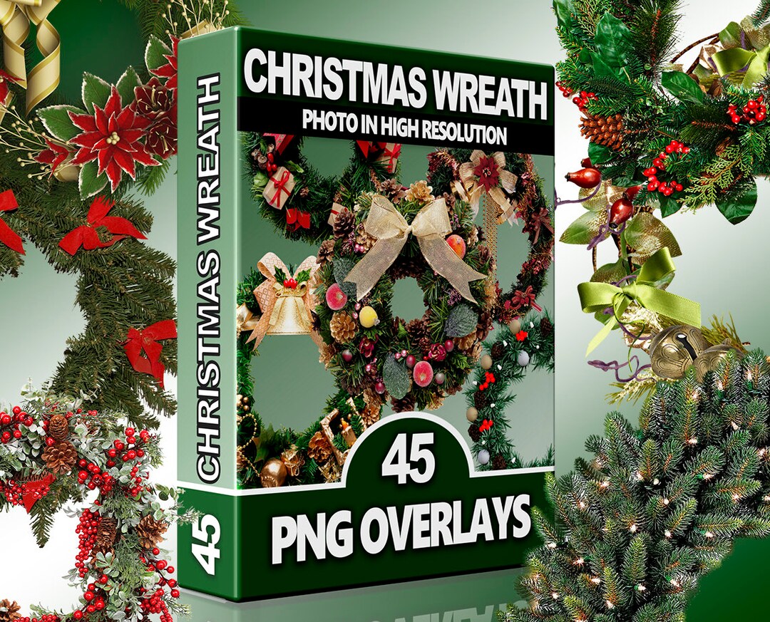 Christmas Wreath PNG Overlays – Holiday Clipart for Cards, Wedding ...