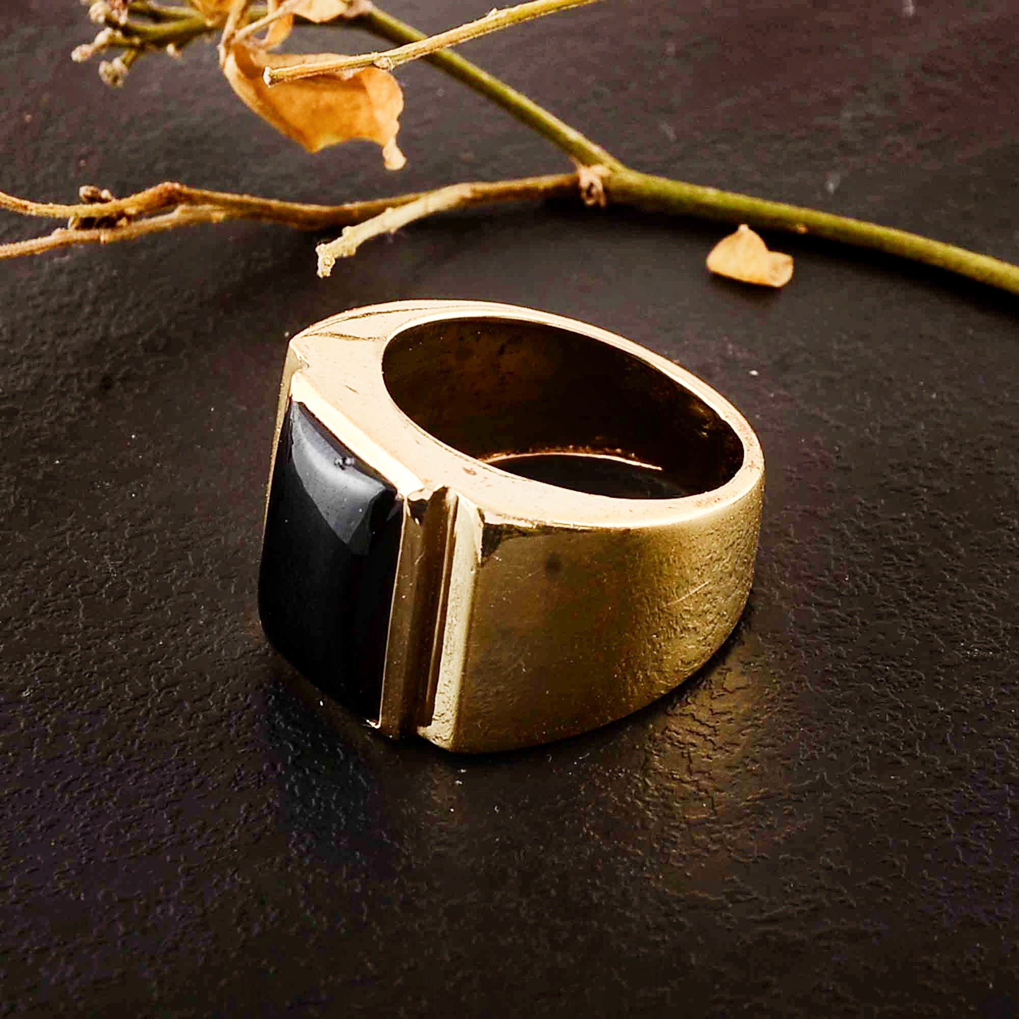 Black Obsidian Signet Ring 18k Gold Signet Ring Handmade - Etsy