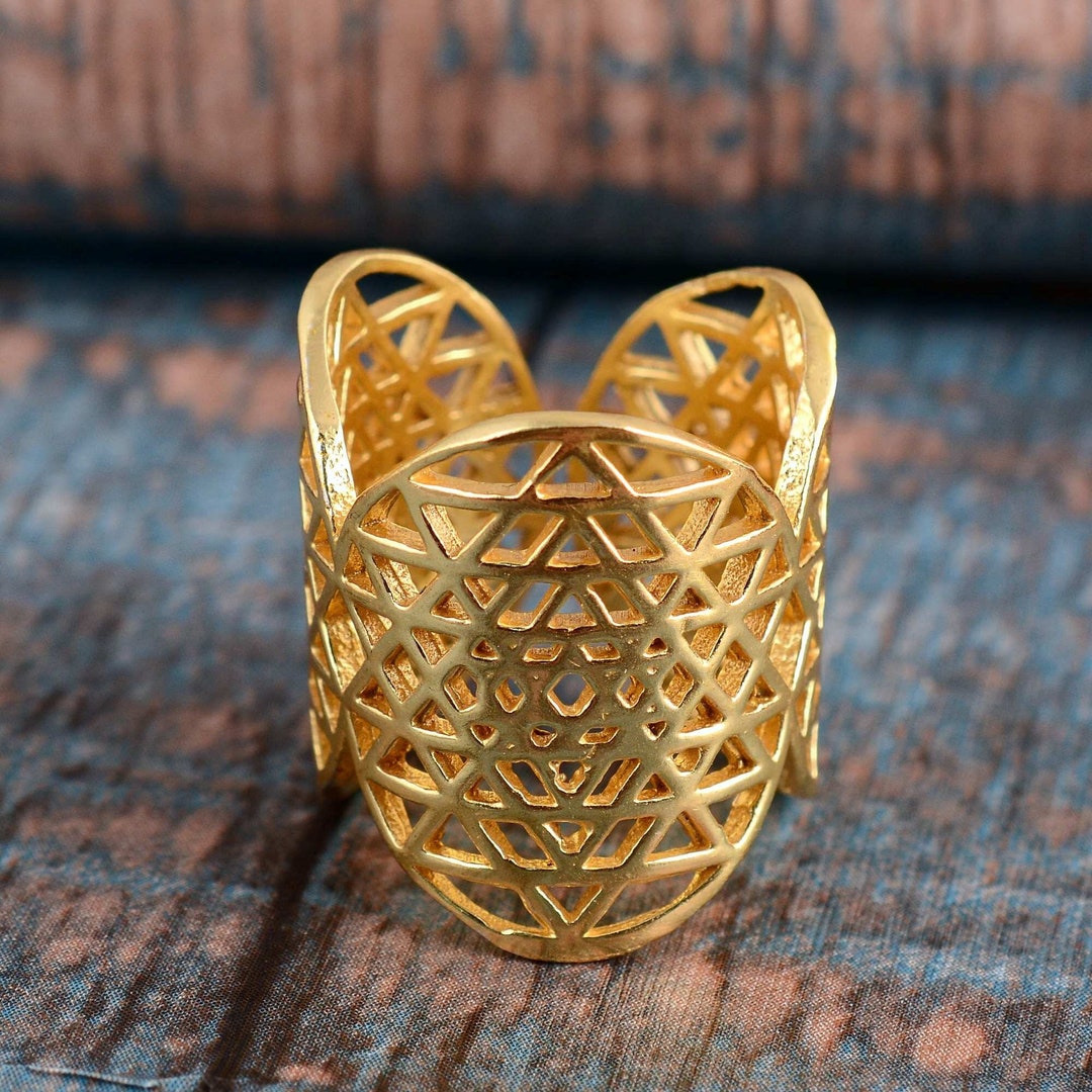 Sri Yantra Ring Sacred Geometry Ringgold Plated - Etsy