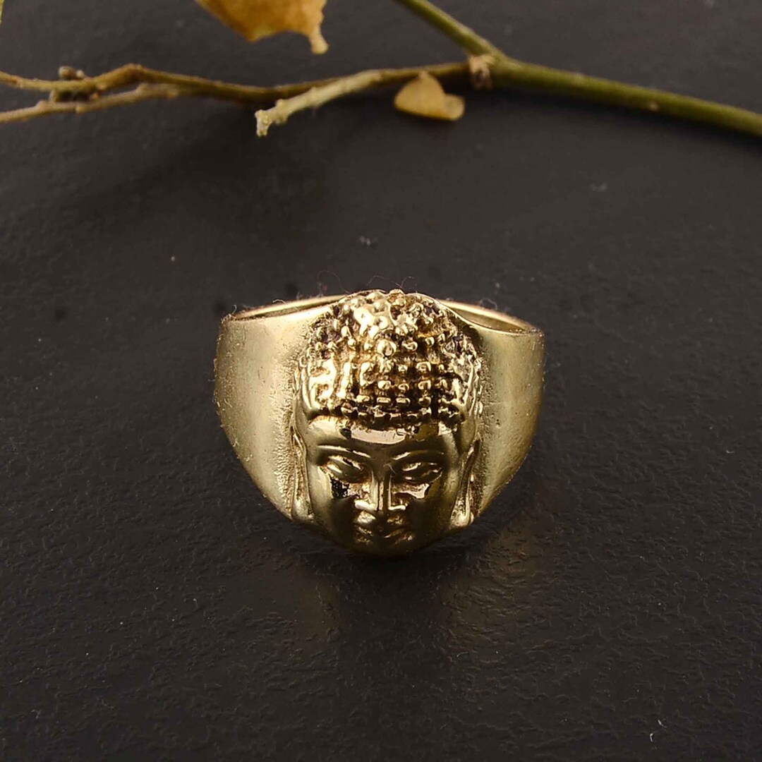 18k Gold Buddha Ring, Om Ring, Buddha Ring, Buddhist Jewelry ...