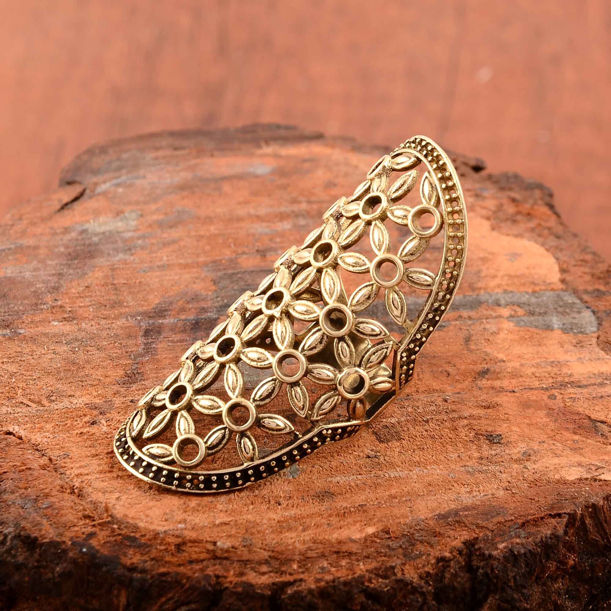 Designer Brass Ring Long Brass Ring Stacking Ring Solid - Etsy