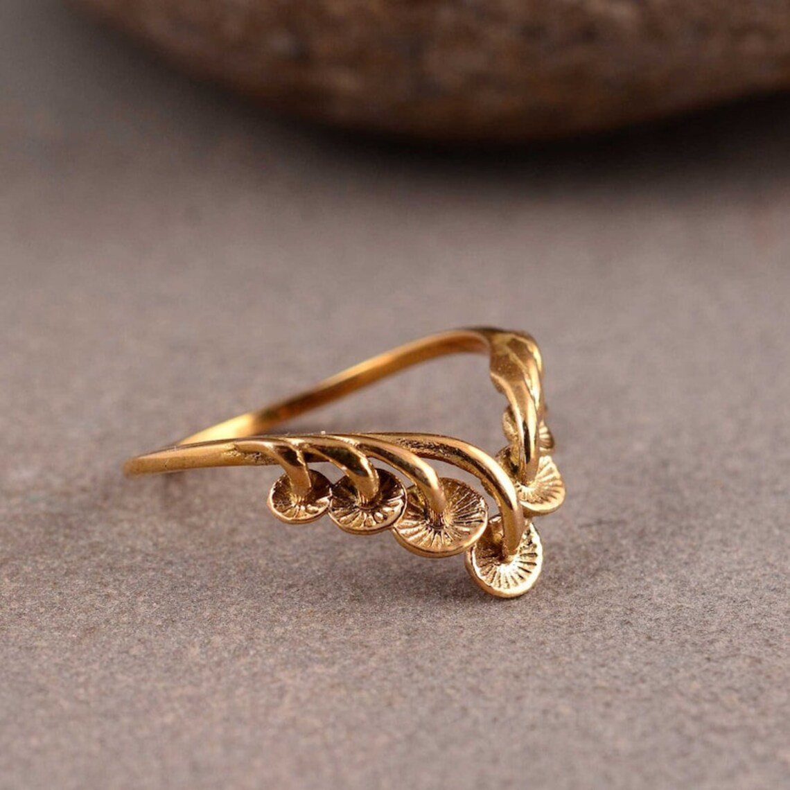 Mushroom Ring, Handmade Dainty Mushroom Jewellery, Gold Mushroom Ring ...