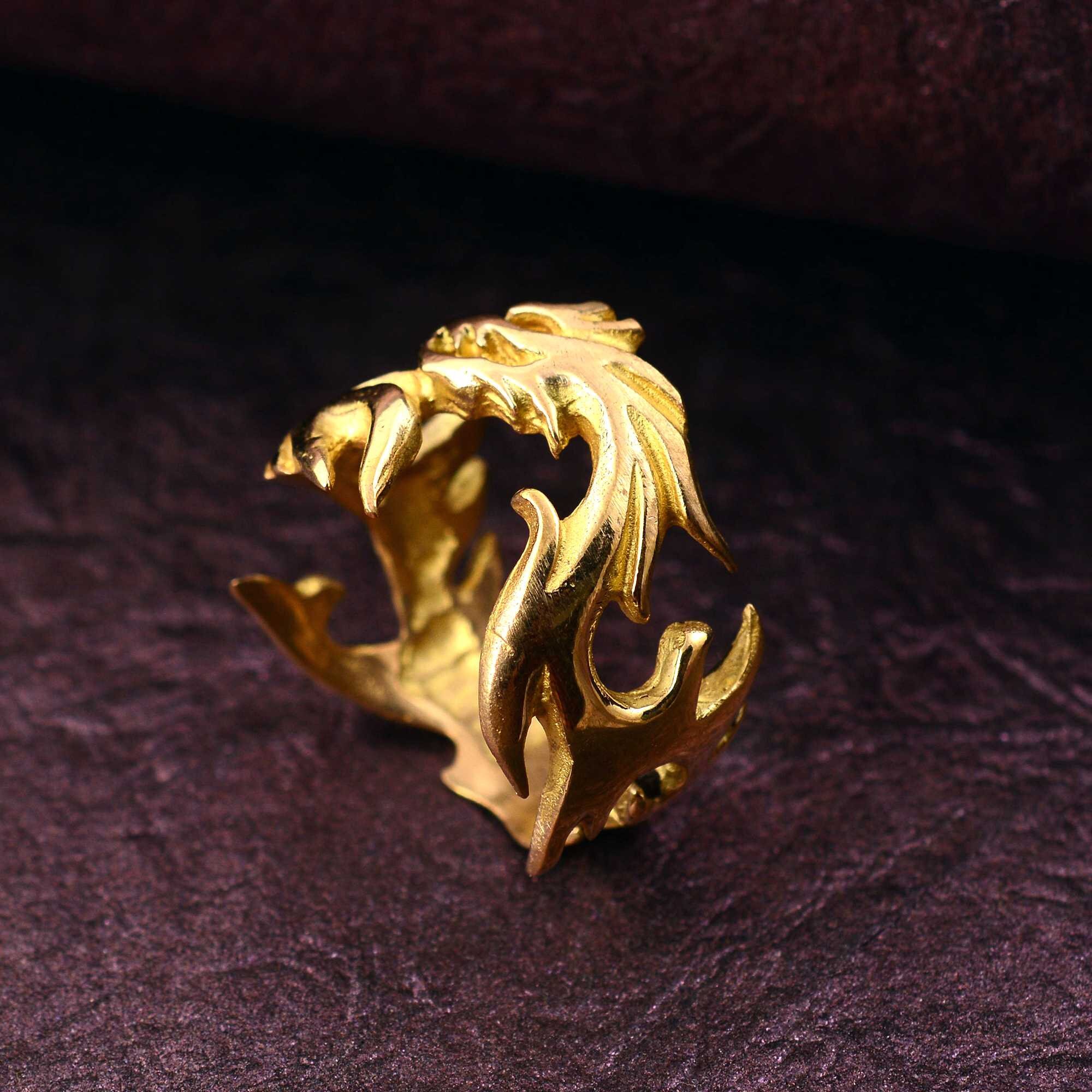 18K Gold Dragon Ring Handmade Ring Unique Ring Boho Ring - Etsy