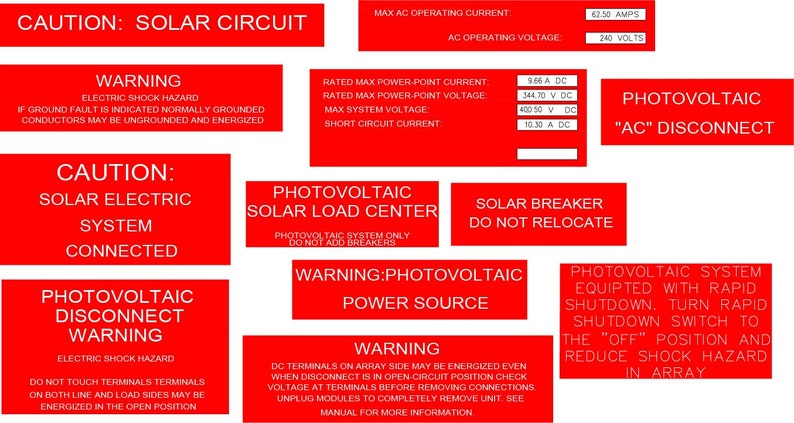Solar Custom Map Placard | PV Inspection Placard | Solar Pv Labels ...
