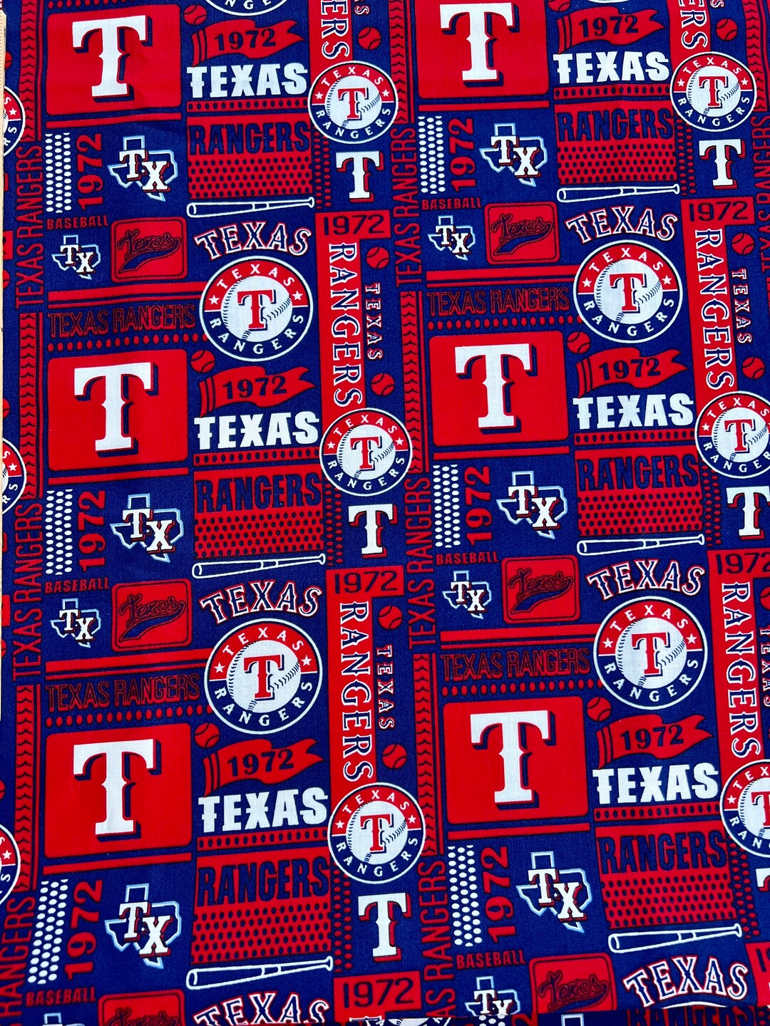 Texas Rangers Baseball Vintage 100% Cotton Broadcloth Fabric by the ...