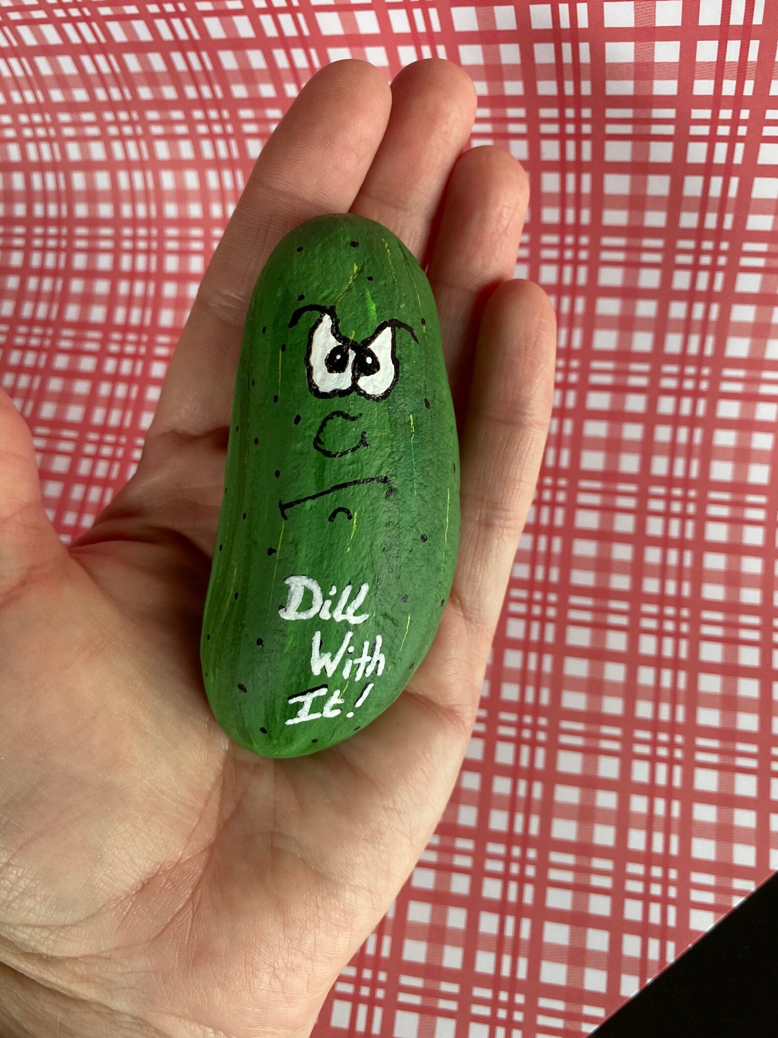 Dill With It Novelty Grumpy Pickle Painted Rock Desk - Etsy