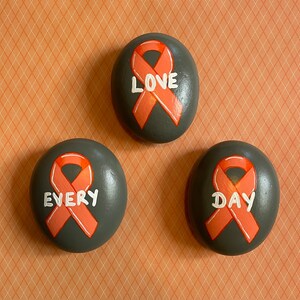Custom Cancer Awareness Ribbon Painted Rocks, Garden Decor, Home Decor ...
