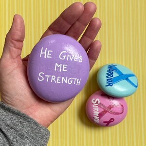 Custom Cancer Awareness Ribbon Painted Rocks, Garden Decor, Home Decor ...