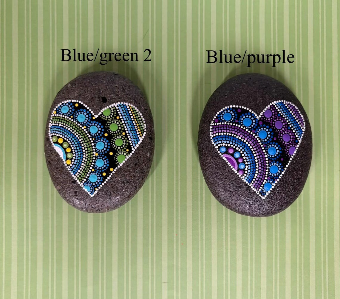 Custom Dot Art Mandala Heart Stones, Small Gift, Garden Decor - Etsy