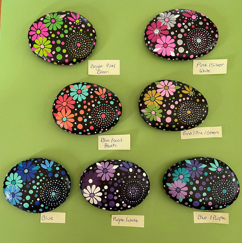 Custom Mandala Floral Painted Stones, Garden Decoration - Etsy
