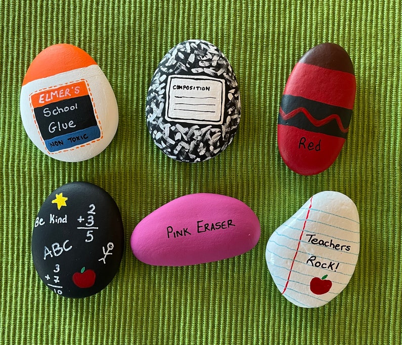 Set of Back to School Hand Painted Novelty Rocks - Etsy