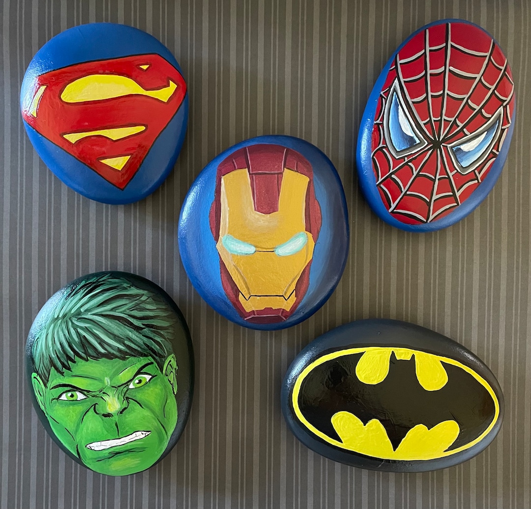 Superhero Custom Painted Rocks, Small Gift, Paperweight - Etsy