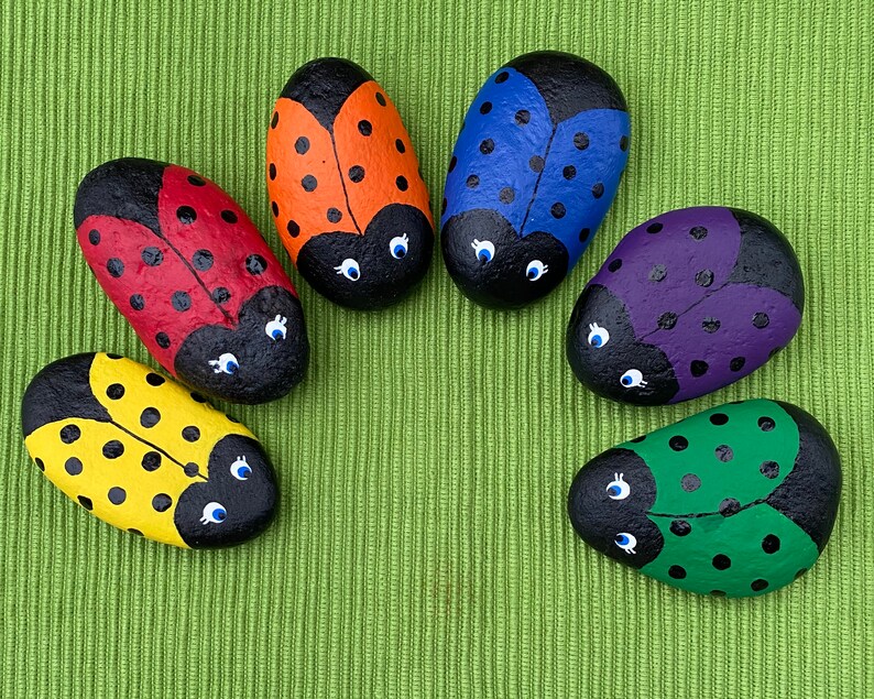 Custom Hand Painted Ladybug Rocks - Etsy