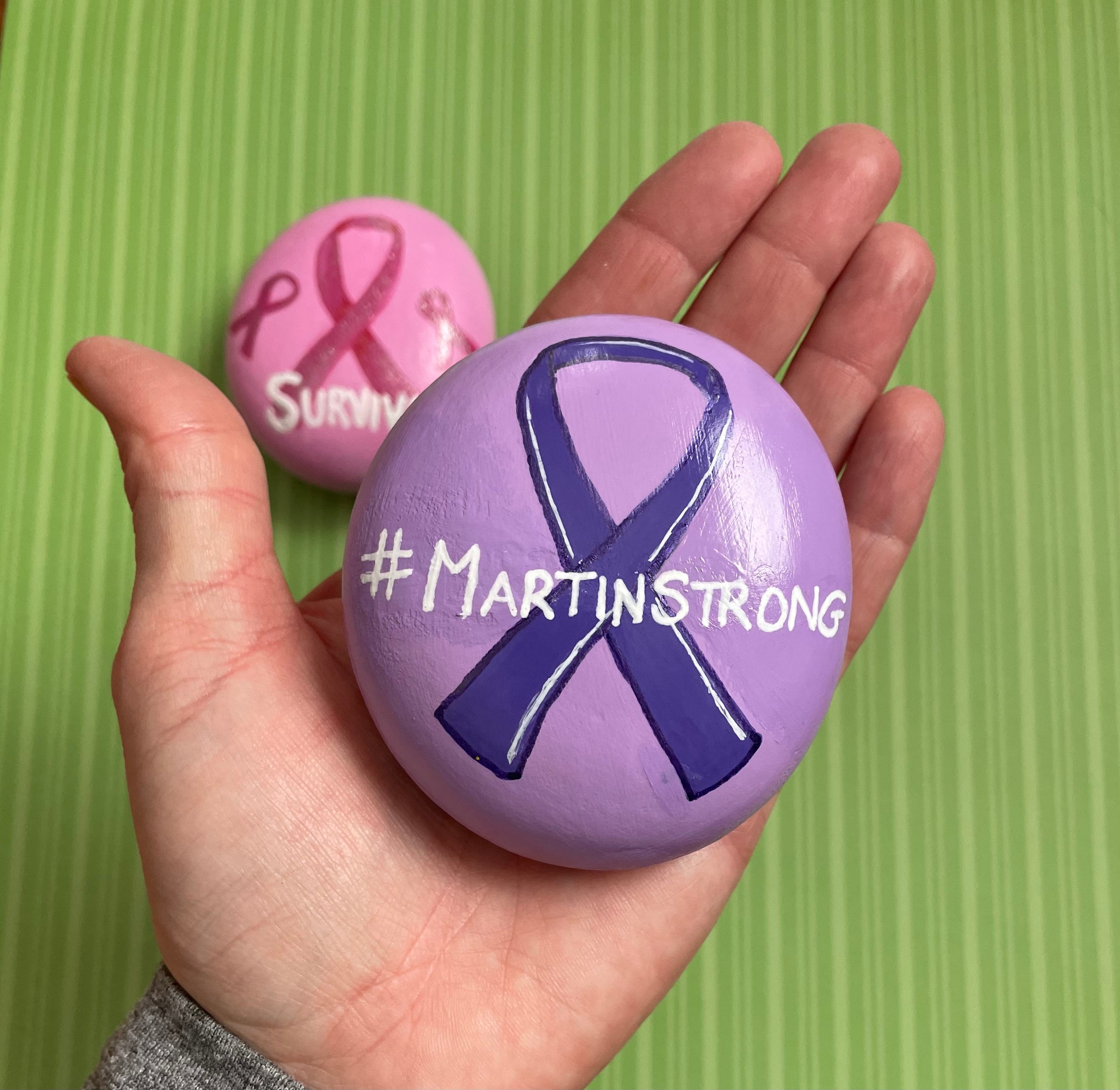 Custom Cancer Awareness Ribbon Painted Rocks, Garden Decor, Home Decor ...