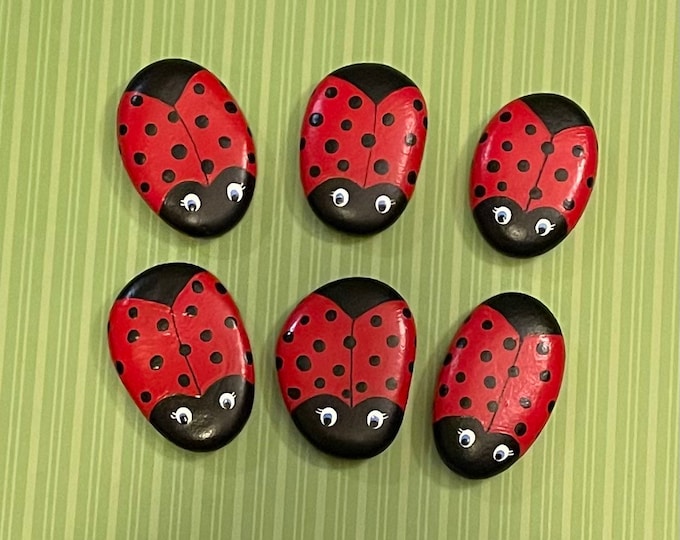 Custom Hand Painted Ladybug Rocks - Etsy