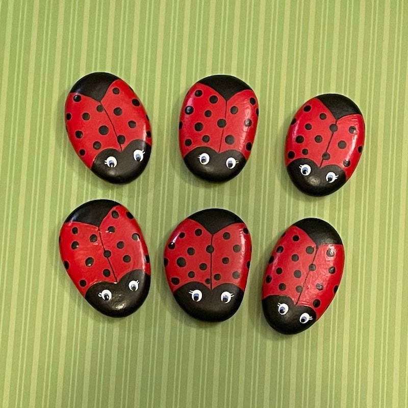 Ladybug Painted Rocks - Etsy