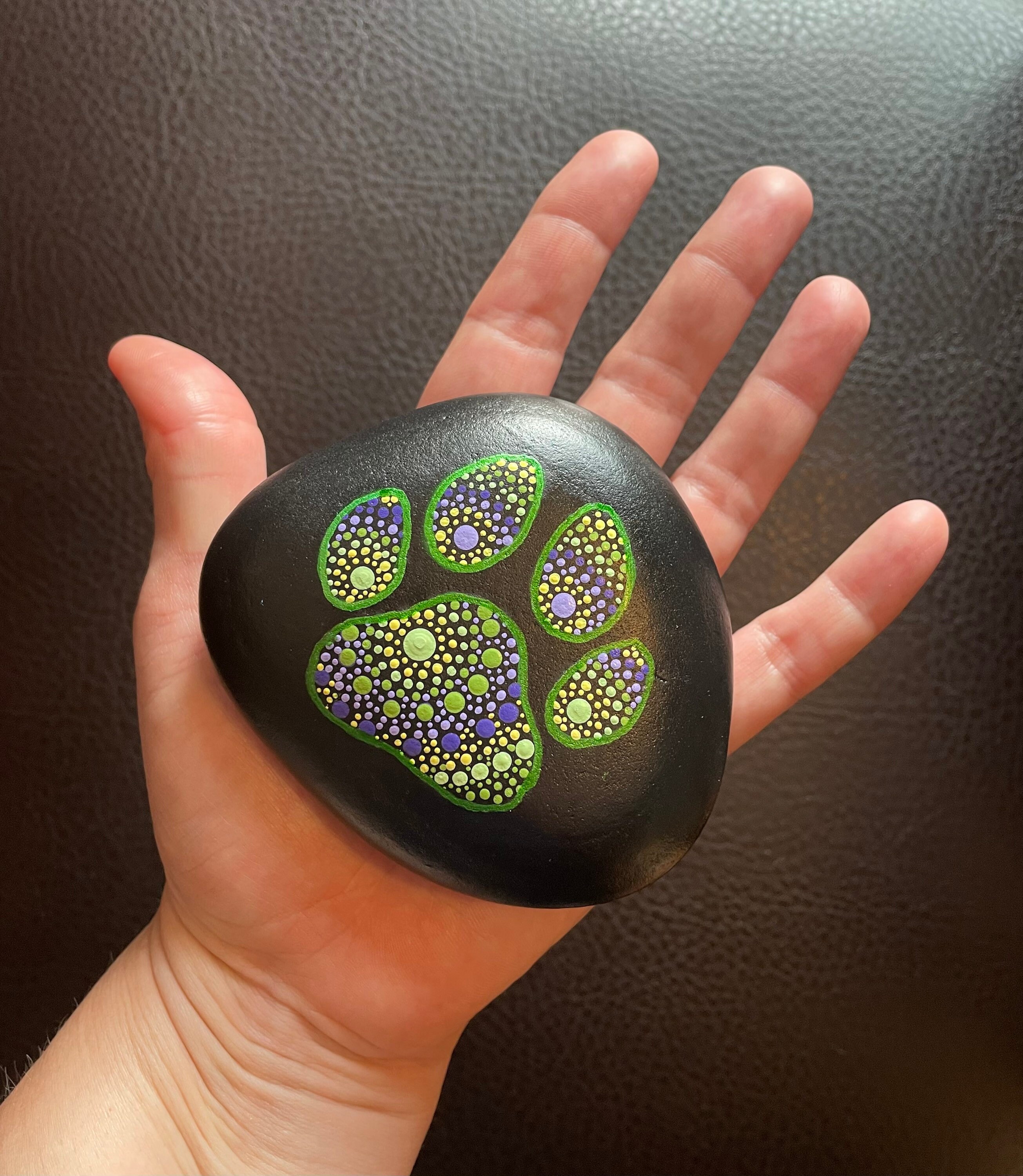 Dot Art Paw Print Painted Stone Pet Memorial Stone Art Small - Etsy