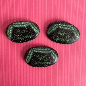 Custom Set of Hand Painted Christmas Rocks, Holiday Decor, Home Decor ...
