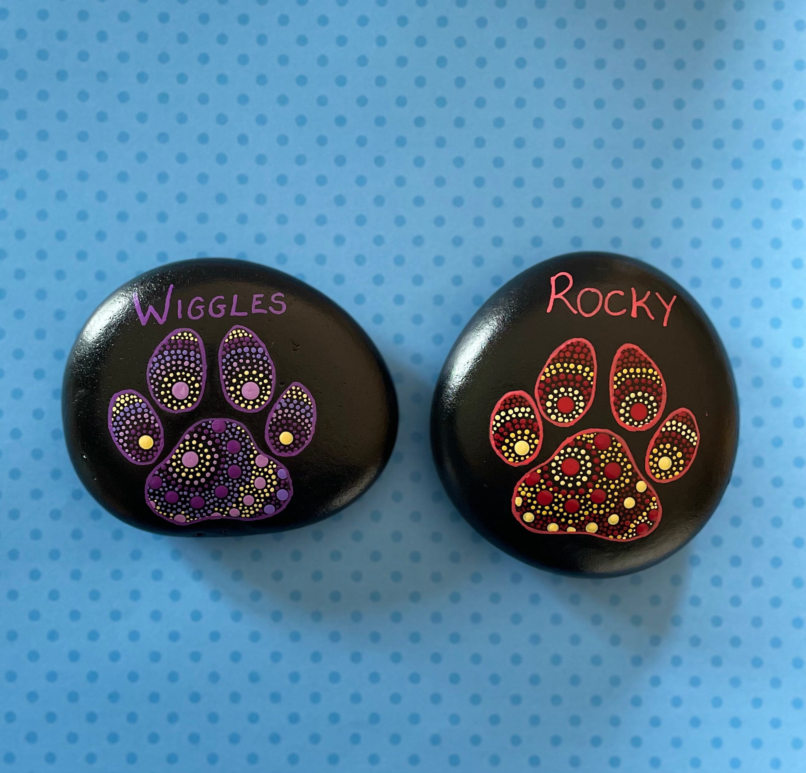 Dot Art Paw Print Painted Stone Pet Memorial Stone Art Small - Etsy