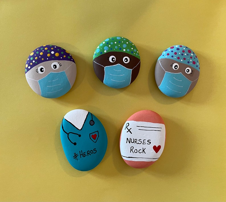 Custom Set of Healthcare Hero Painted Rocks - Etsy