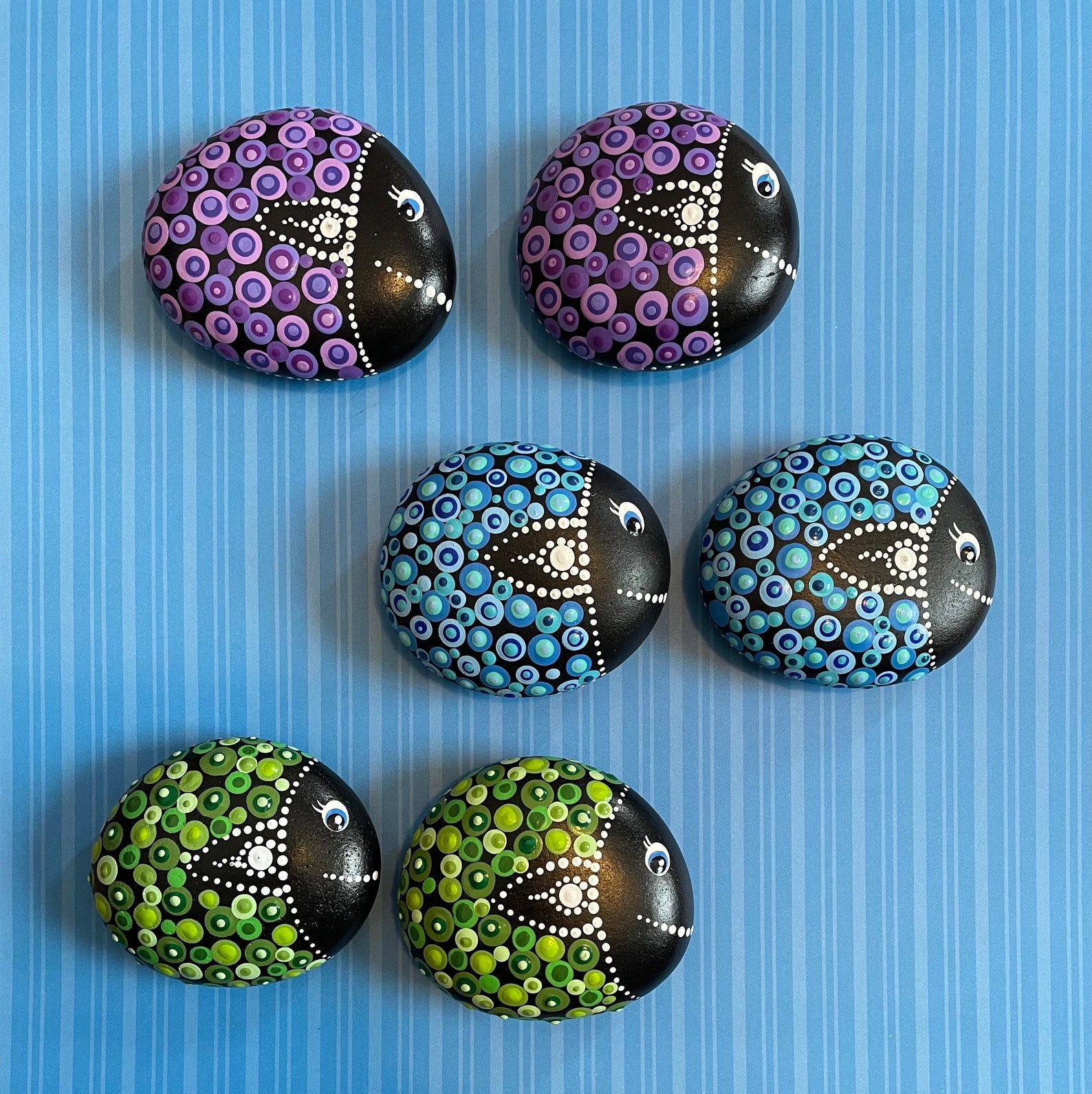 Custom Set Hand Painted Dot Art Fish, Small Gift, Garden Decor, Fish ...